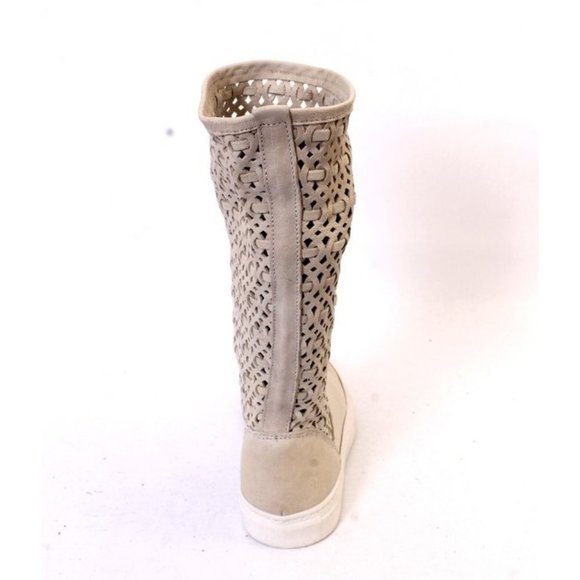 WOz | Shoes | Woz 5h Beige Leather Pullup Platform High Summer Boots ...